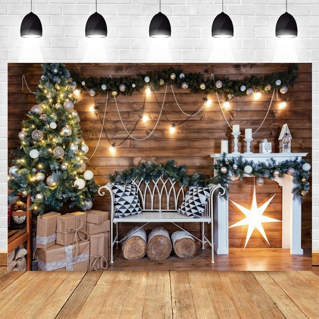 Christmas Portrait Studio Background Cozy Rustic Christmas Window