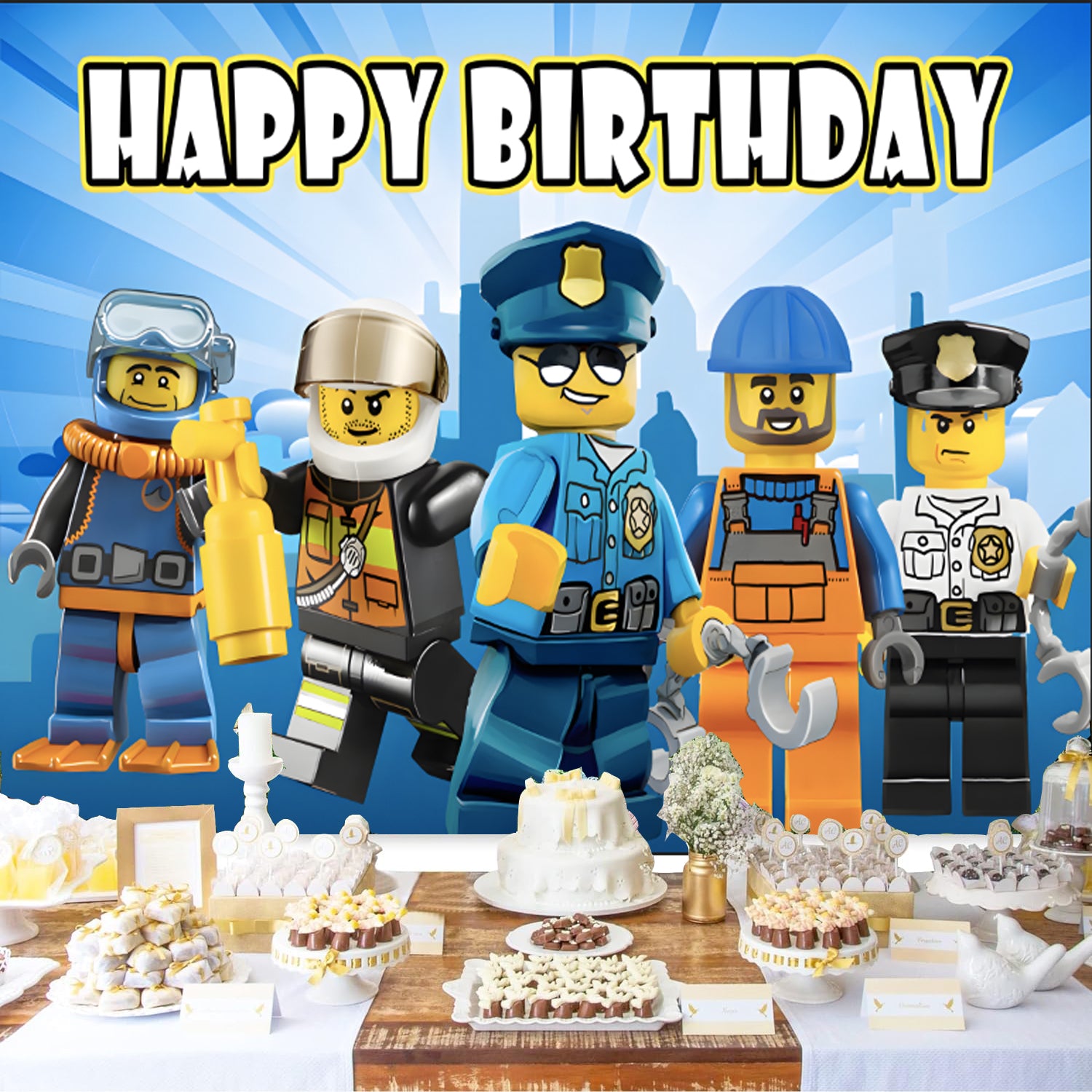 The Lego Photography Backdrops Happy Birthday Photo Booth Props Kids B ...