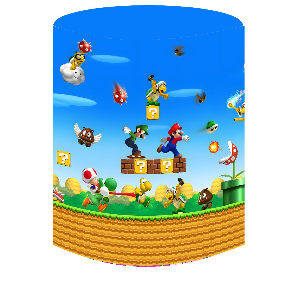 Customize Size Cartoon The Super Mary 5 pieces Cylinder Plinth Covers ...