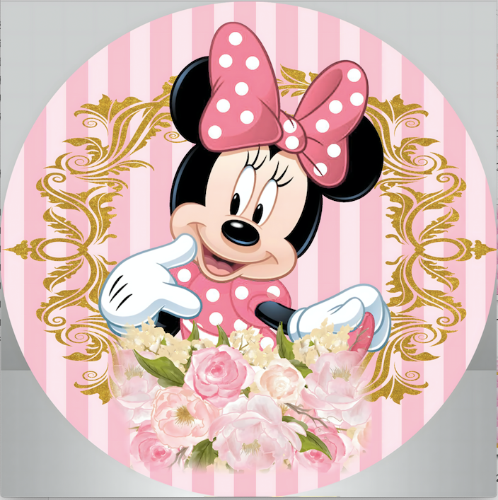 Custom Pink Cartoon Round Backdrops Girls Birthday Party Circle Backgr ...