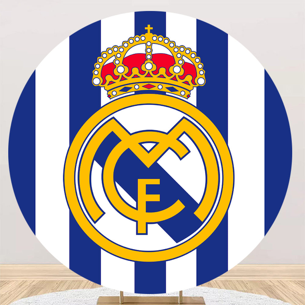 Custom Real Madrid Round Backdrops Football Party Circle Background Bi ...