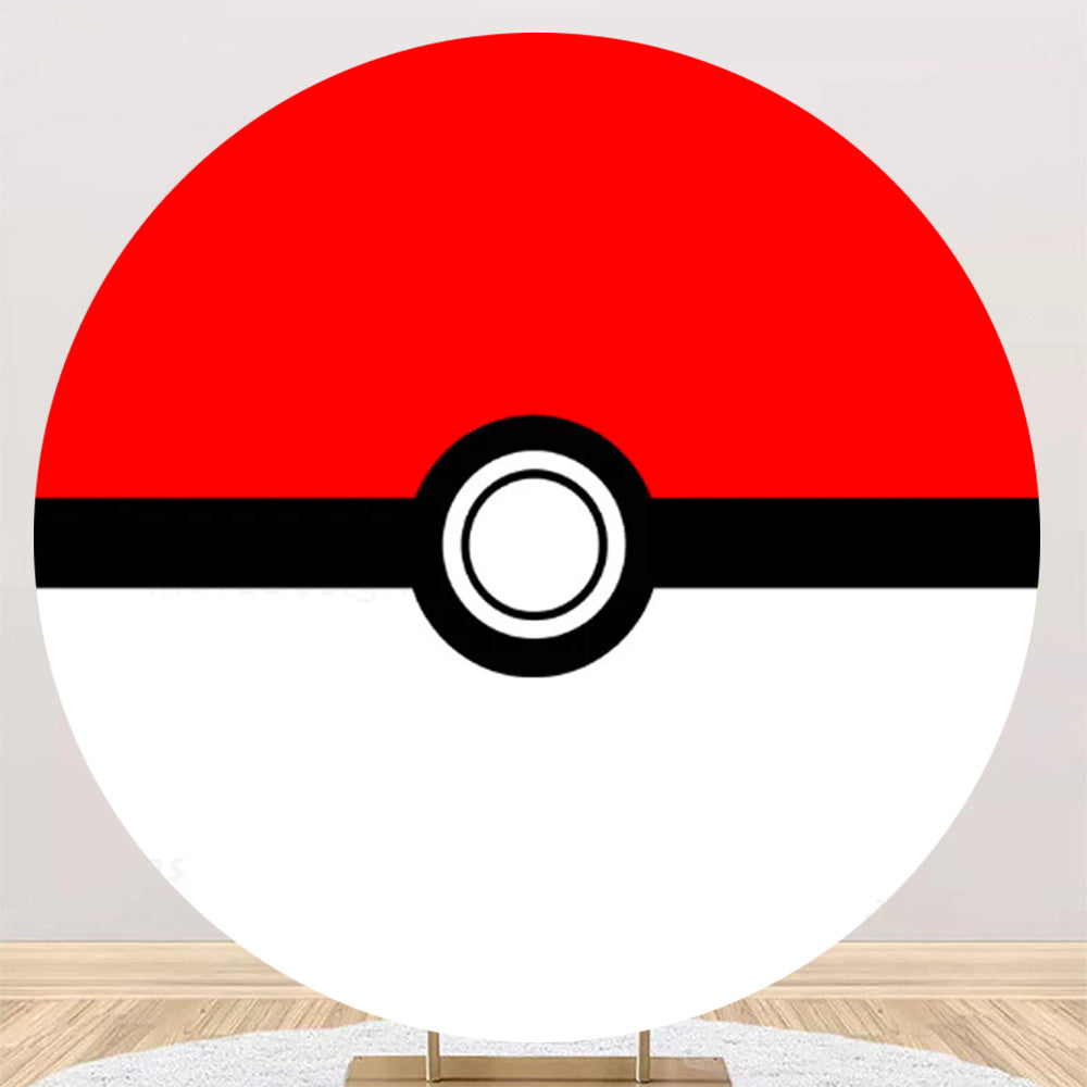 Custom Cartoon Round Backdrops Pokeball Party Circle Background Birthd ...