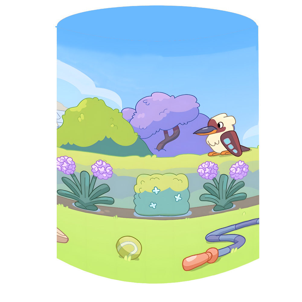 Custom Bluey Round Backdrop Covers Bandit Chilli Bingo Kids Birthday P ...