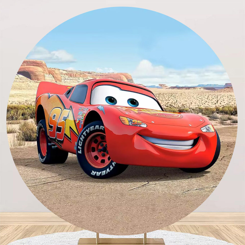 Customize Car Photo Backdrop Boys Birthday Cover Round Backdrop Birthd ...