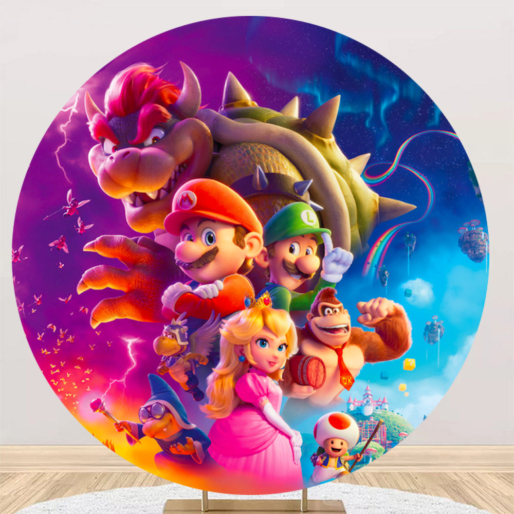 Customize Bowser Backdrop Cover Round Backdrop Child Birthday Party Ci ...