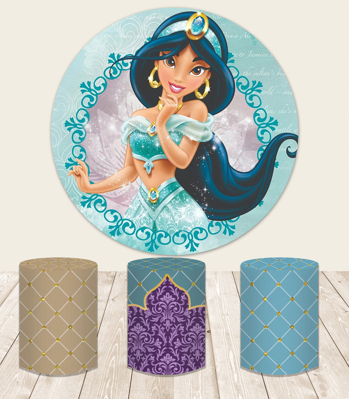 Customize Round Backdrops Jasmine Princess Kids Birthday Party Circle ...