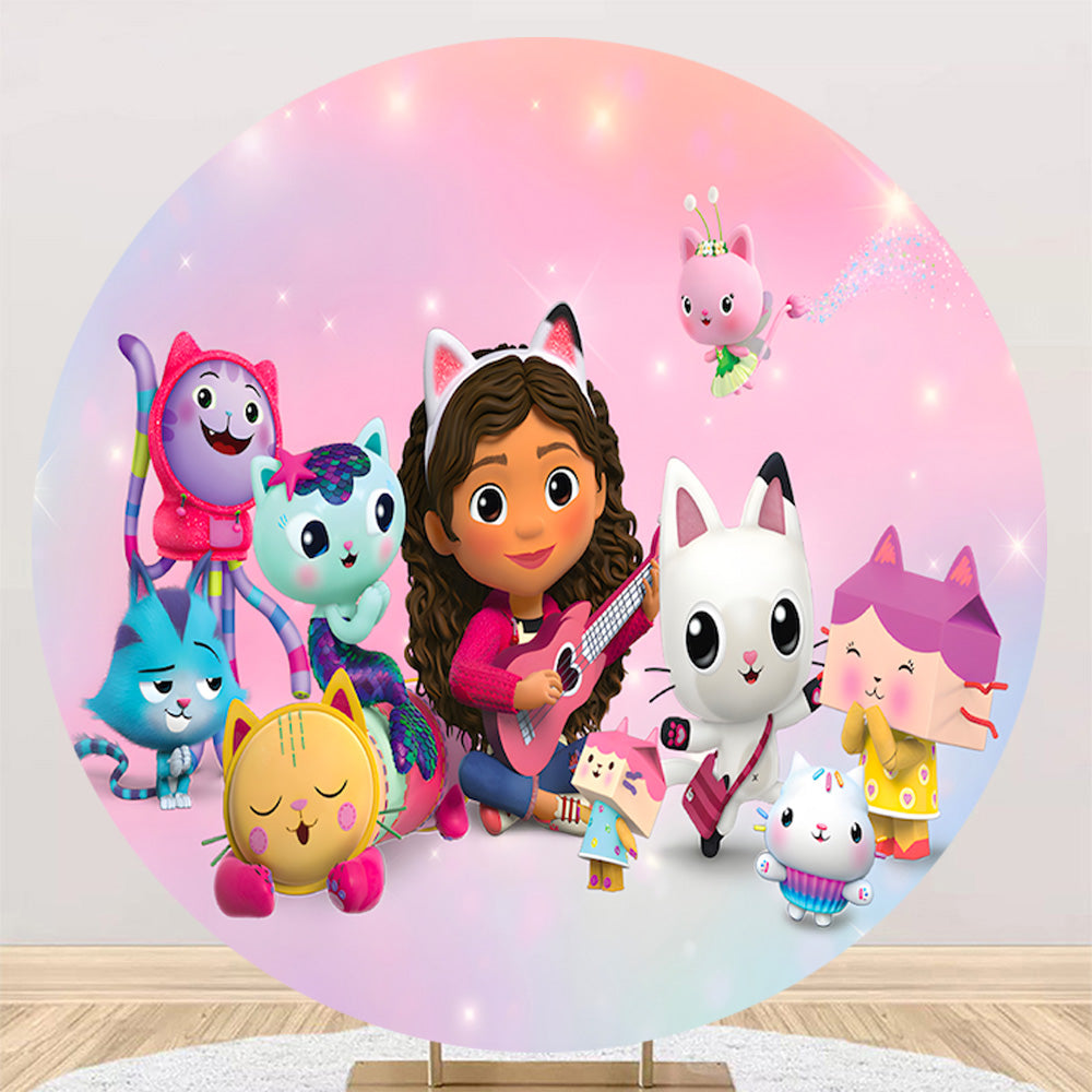Customize Cartoon Photo Backdrop Cover Kids Round Backdrop Party Circl ...