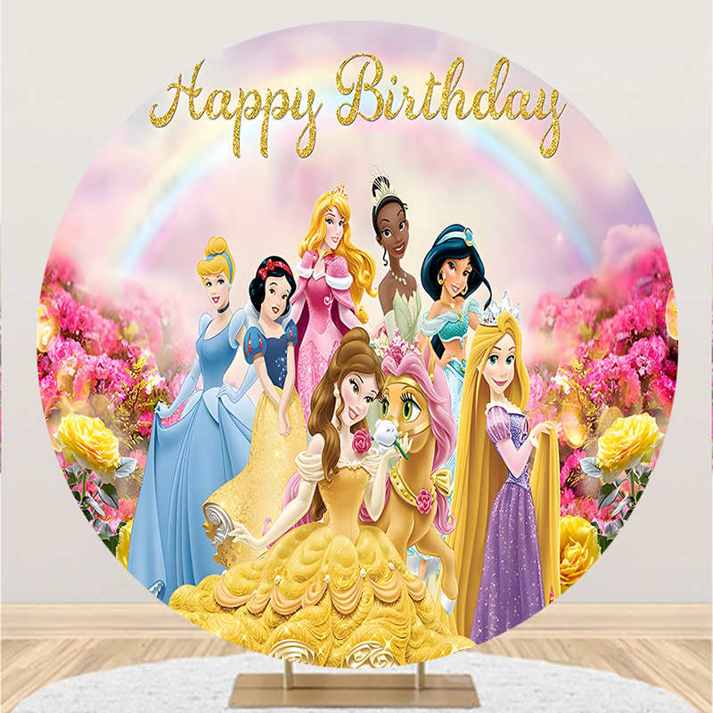 Princess Party Background Decors Round Girls Birthday Circle Photo Bac ...
