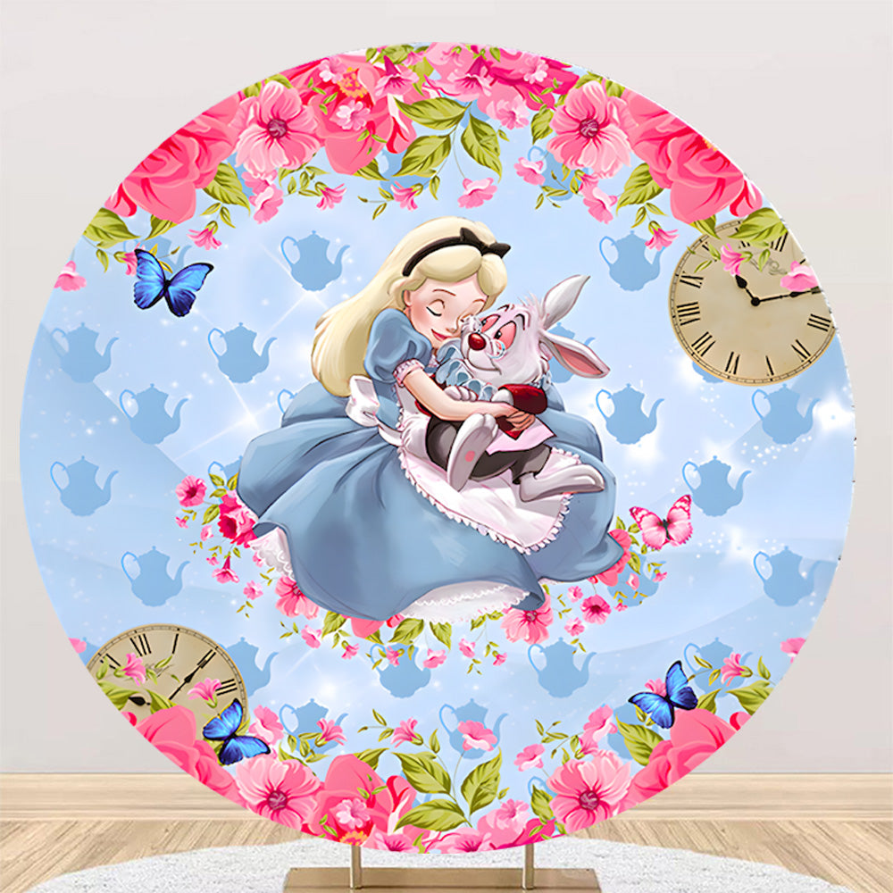 Customize Baby Shower Round Backdrop Covers Tea Party Circle Backgroun ...