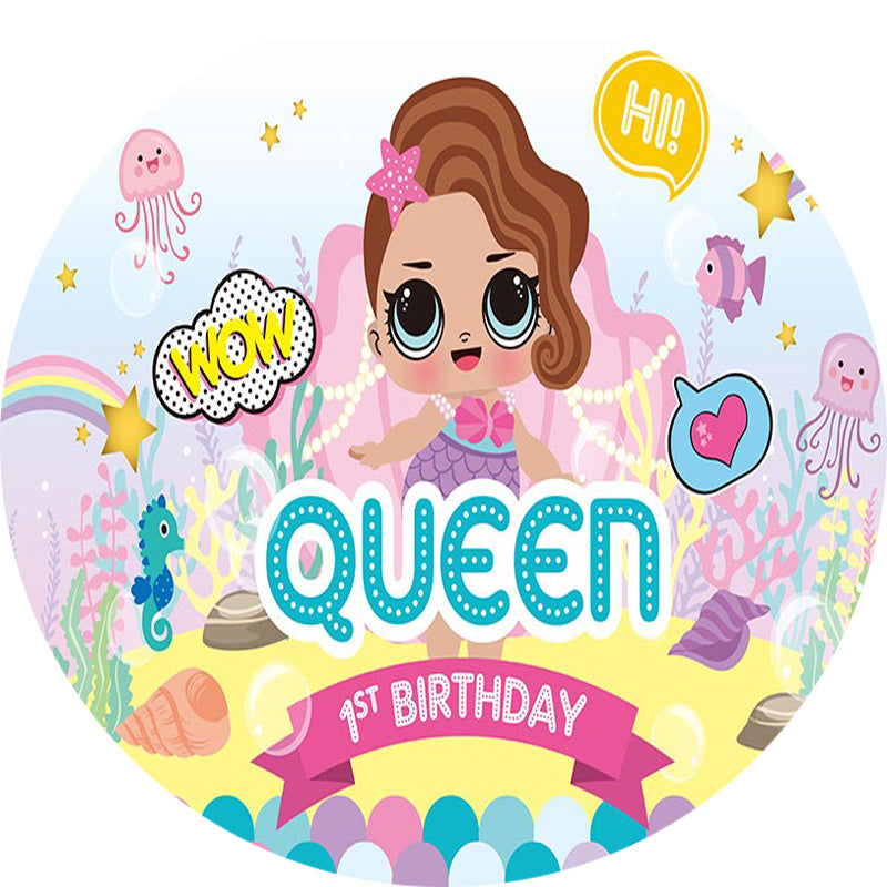 Personalize Wow Queen Round Backdrop Girls Birthday Party Circle Backg ...