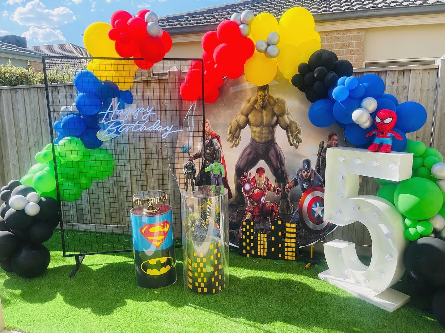 Custom Cartoon Superhero Round Backdrop Man Child Birthday Party Circl ...
