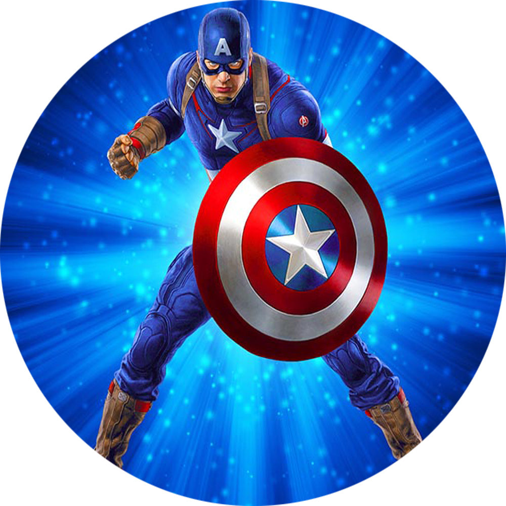 Custom Cartoon Man Round Backdrops Superhero Kids Party Circle Backgro ...