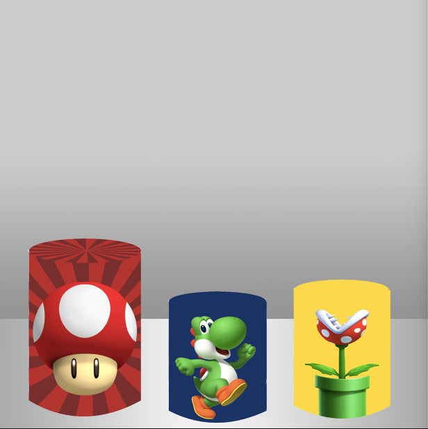 Super Mario Round Backdrop Mario Bros Birthday Circle Background Cylin ...