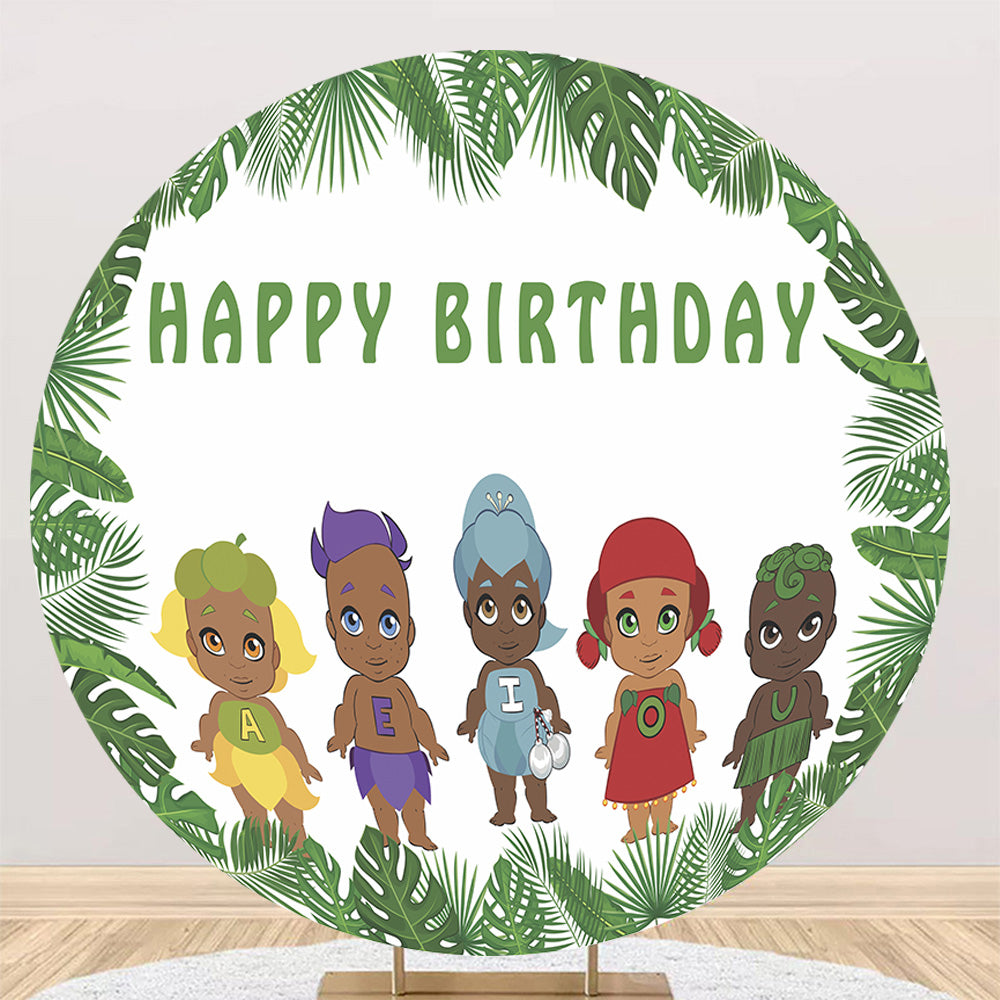 Personalize Name Tākaro Tribe Round Backdrops Kids Party Circle Backgr ...