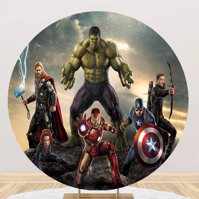 Custom Cartoon Superhero Round Backdrop Man Child Birthday Party Circl ...