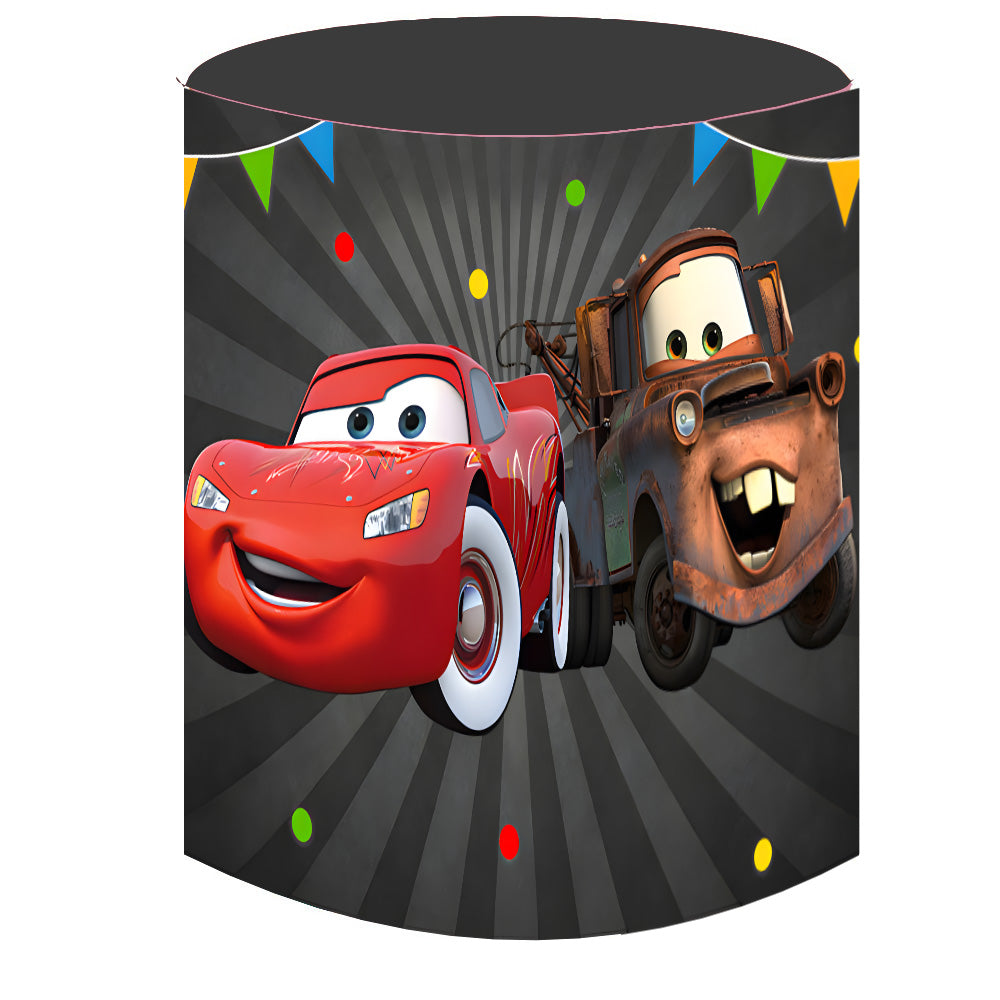 Racing Car Round Backdrop Cars Boys Birthday Circle Background Cylinde ...