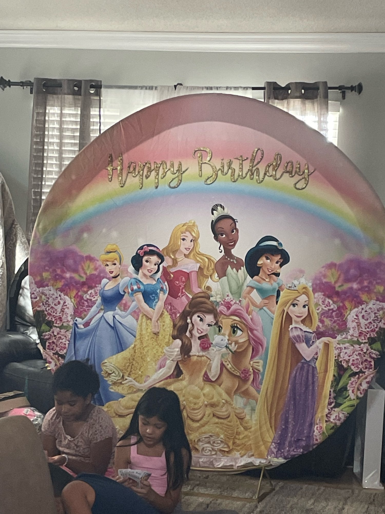 Princess Party Background Decors Round Girls Birthday Circle Photo Bac ...