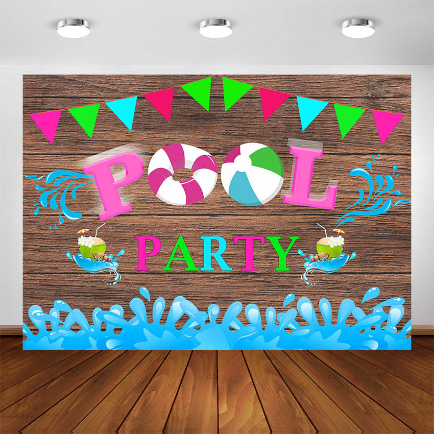 Birthday Pool Party Backdrop Decoration Swimming Pool Birthday Party B ...