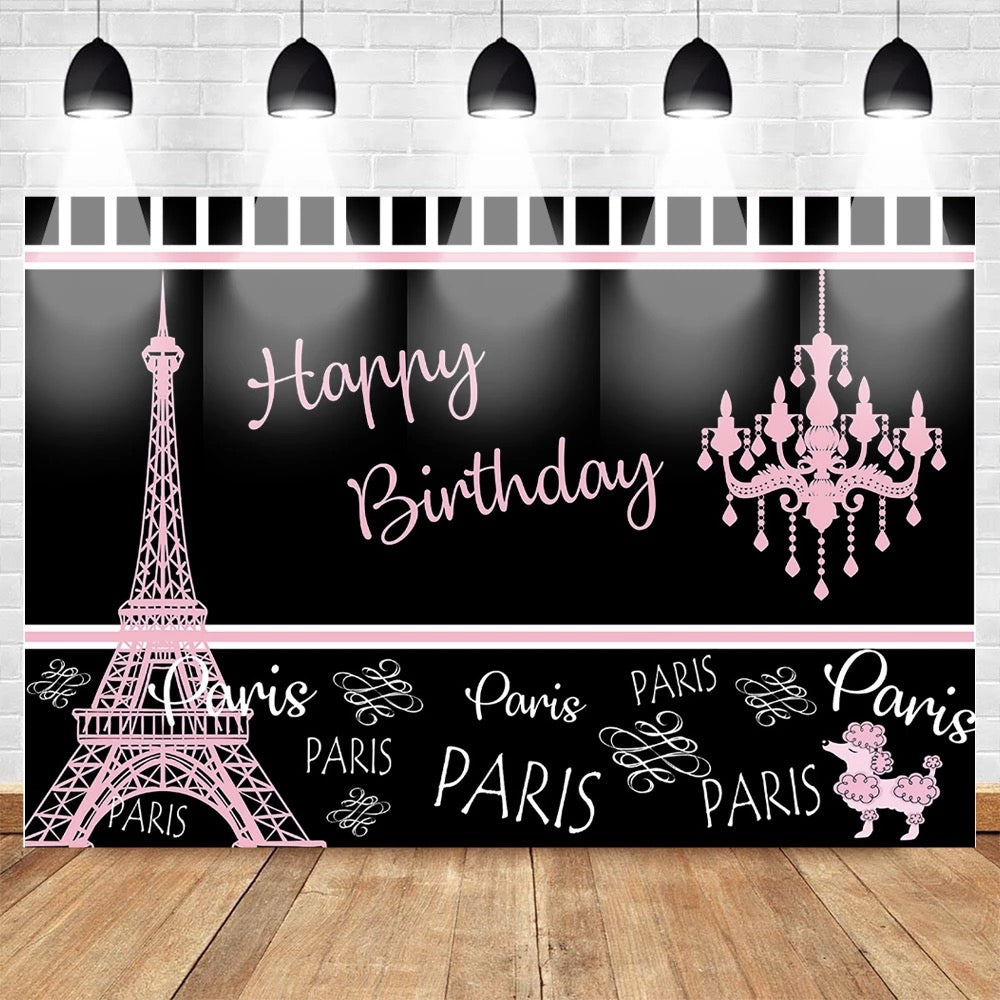 Birthday Pairs Backdrop for Photography Eiffel Tower Birthday Party Ca ...