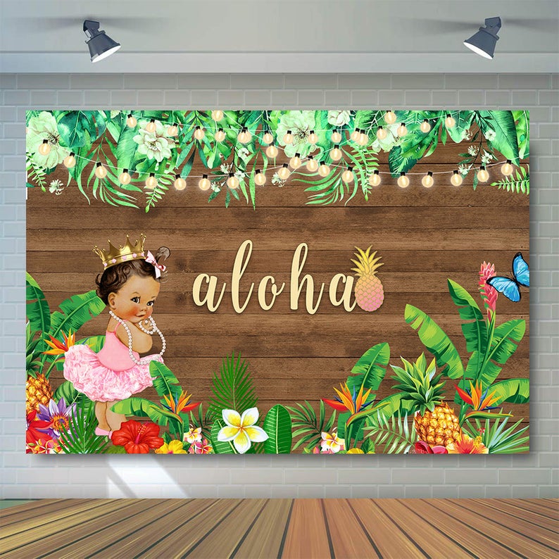 Birthday Newborn Backdrop Aloha Baby Shower Backdrop Hawaiian Luau Pri ...