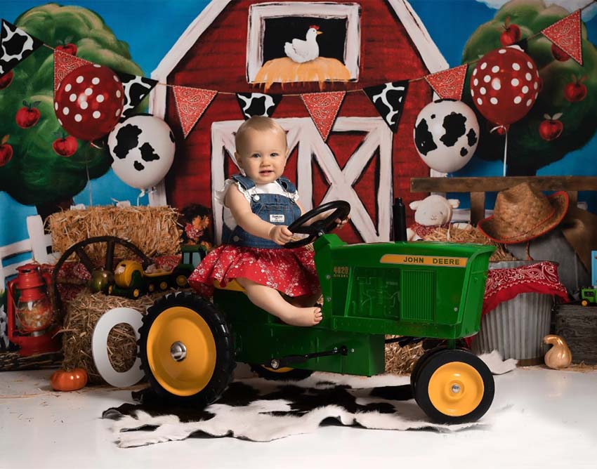 Farm Theme Photography Background Baby Shower Red Barn Barnyard Animal ...