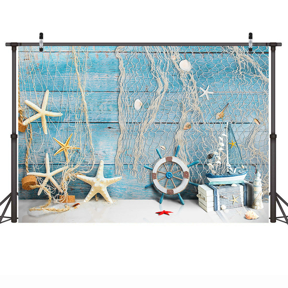 Nautical Rudder Beach Photography Backdrop Sailing Adventure Wooden Sp ...