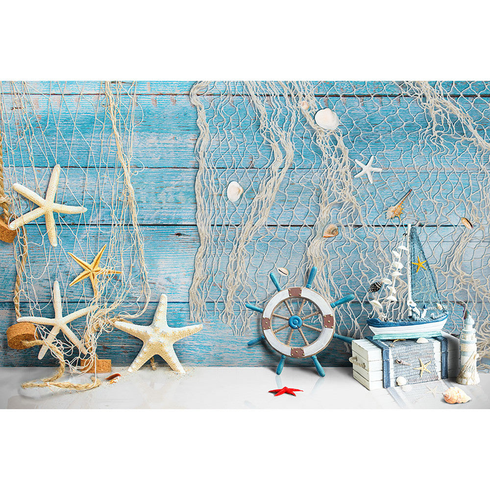 Nautical Rudder Beach Photography Backdrop Sailing Adventure Wooden Sp ...