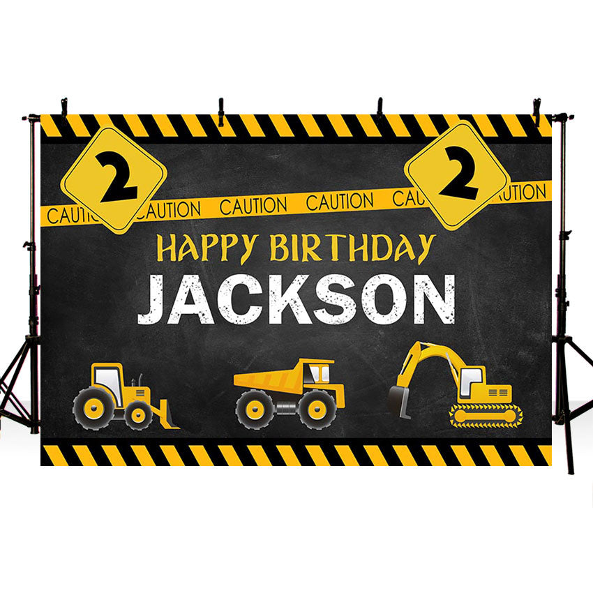 Personalize Photography Background Construction Birthday Party Excavat ...