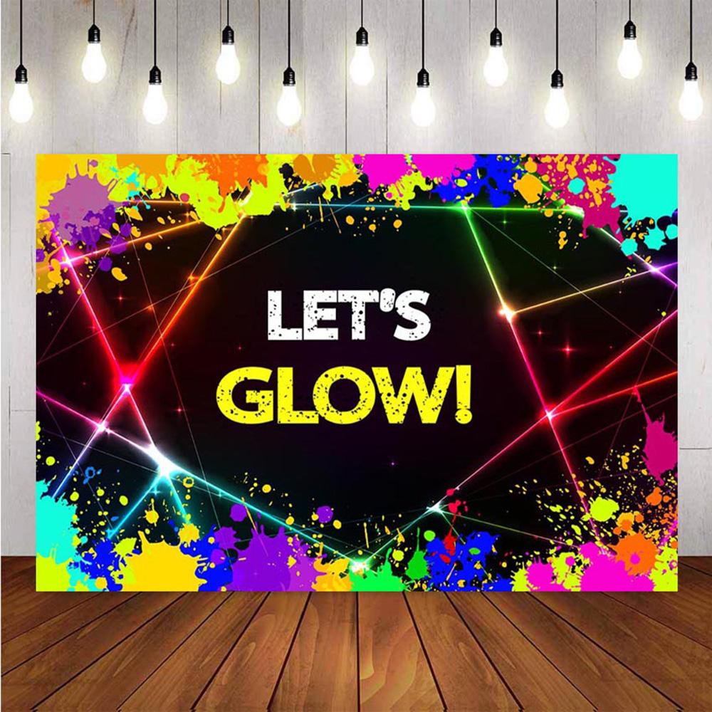 Kid Photography Background Glow Neon Backdrop Let's Glow Splatter Glow ...
