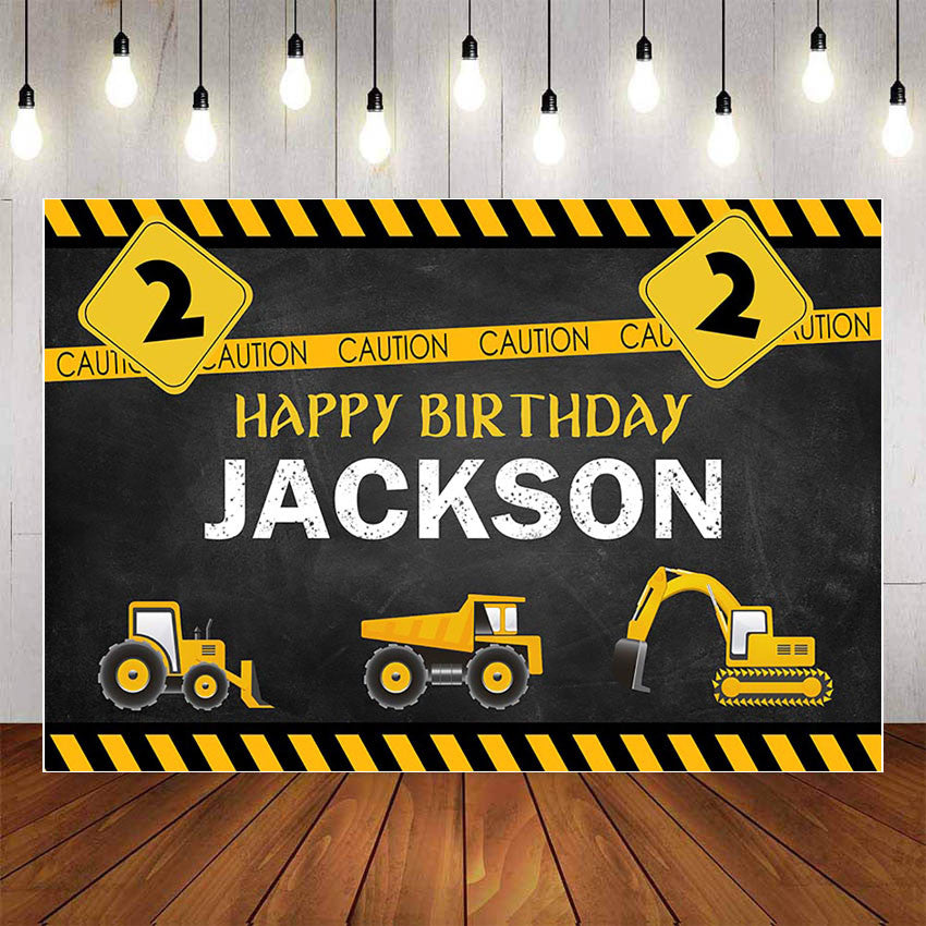 Personalize Photography Background Construction Birthday Party Excavat ...