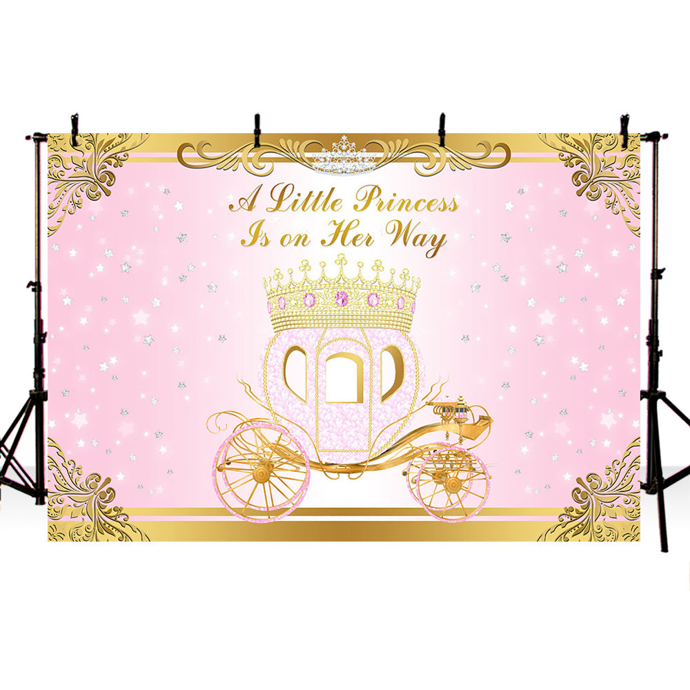 Pink princess backdrop for photography carriage fairy Tale background ...