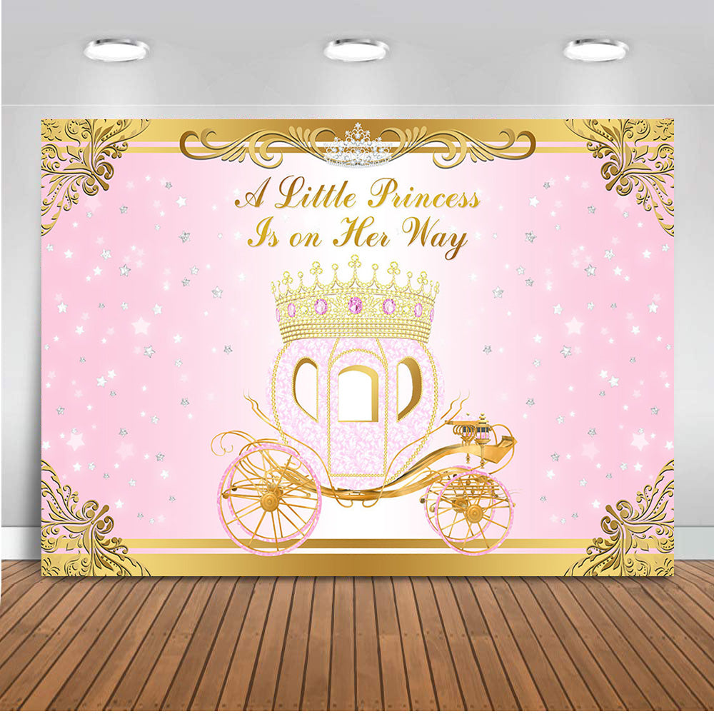 Pink princess backdrop for photography carriage fairy Tale background ...