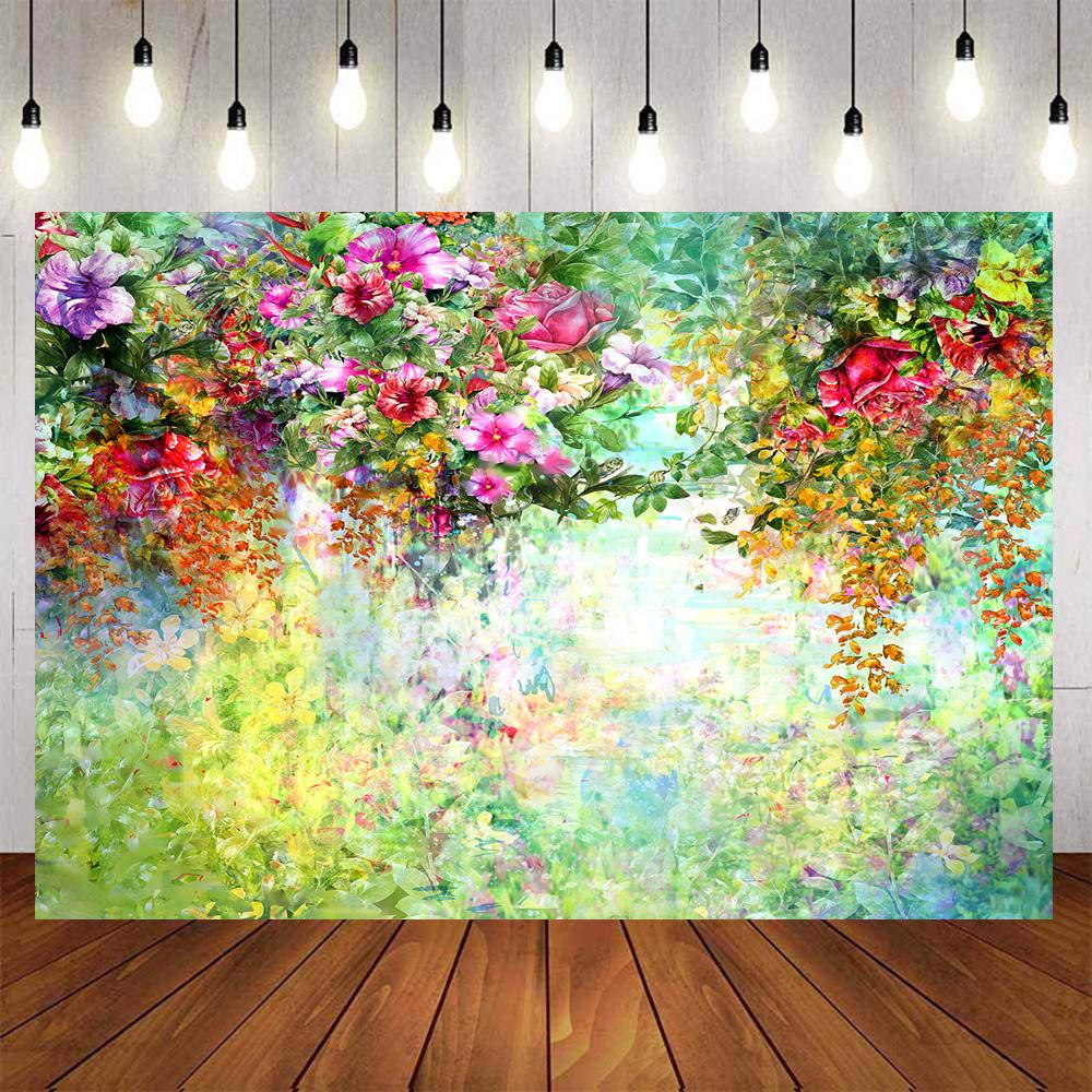 Colorful Flowers Photography Backdrops Floral Party Banner Decoration ...