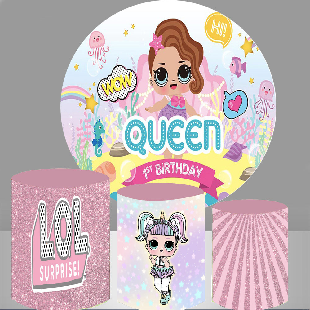 Personalize Wow Queen Round Backdrop Girls Birthday Party Circle Backg ...