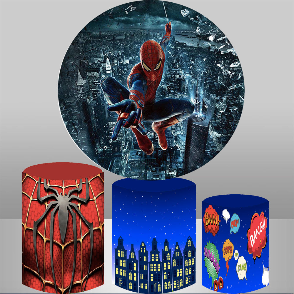 Custom Cartoon Spider Round Backdrops Superhero Circle Background Cove ...